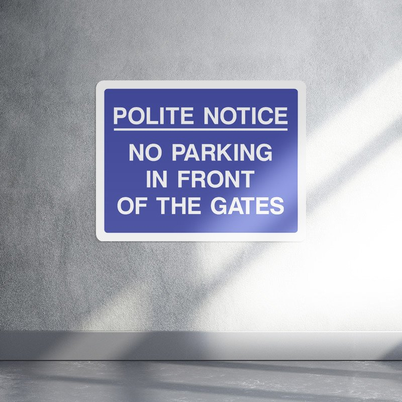 Polite notice no parking in front of these gates sign landscape | UK ...