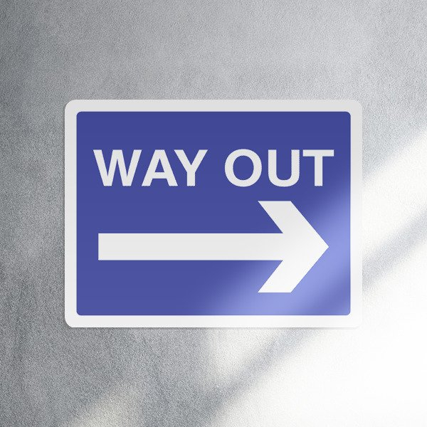 Way out right arrow parking sign - landscape | UK Sign Shop