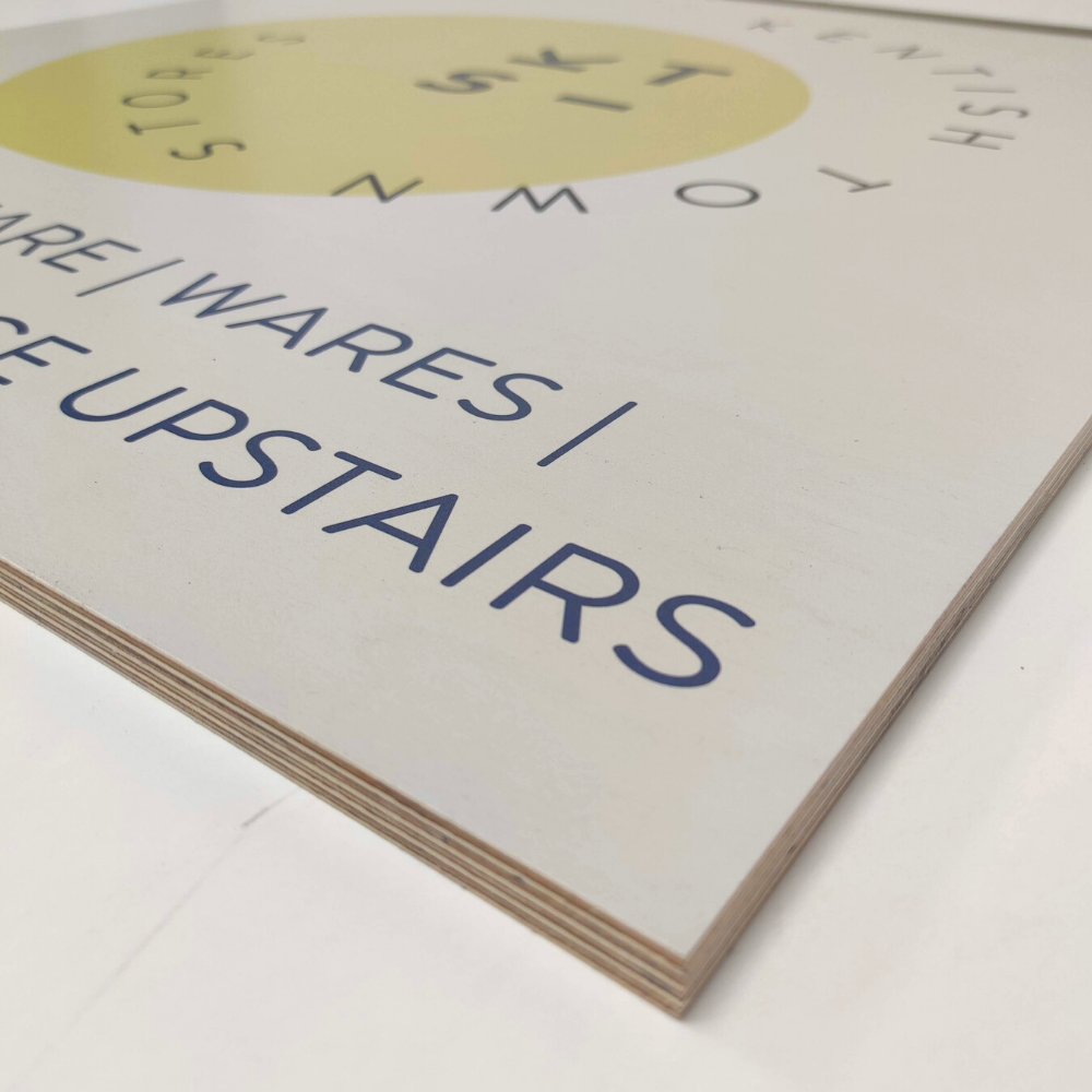 Printed plywood sign cut to shape | Wooden Signs | UK Sign Shop